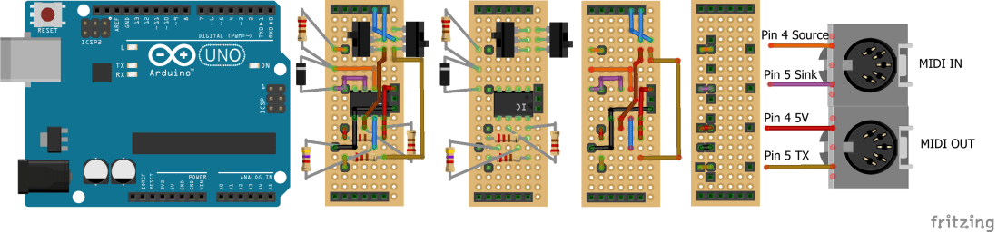 MIDI In-Out Half-Shield – Simple DIY Electronic Music Projects