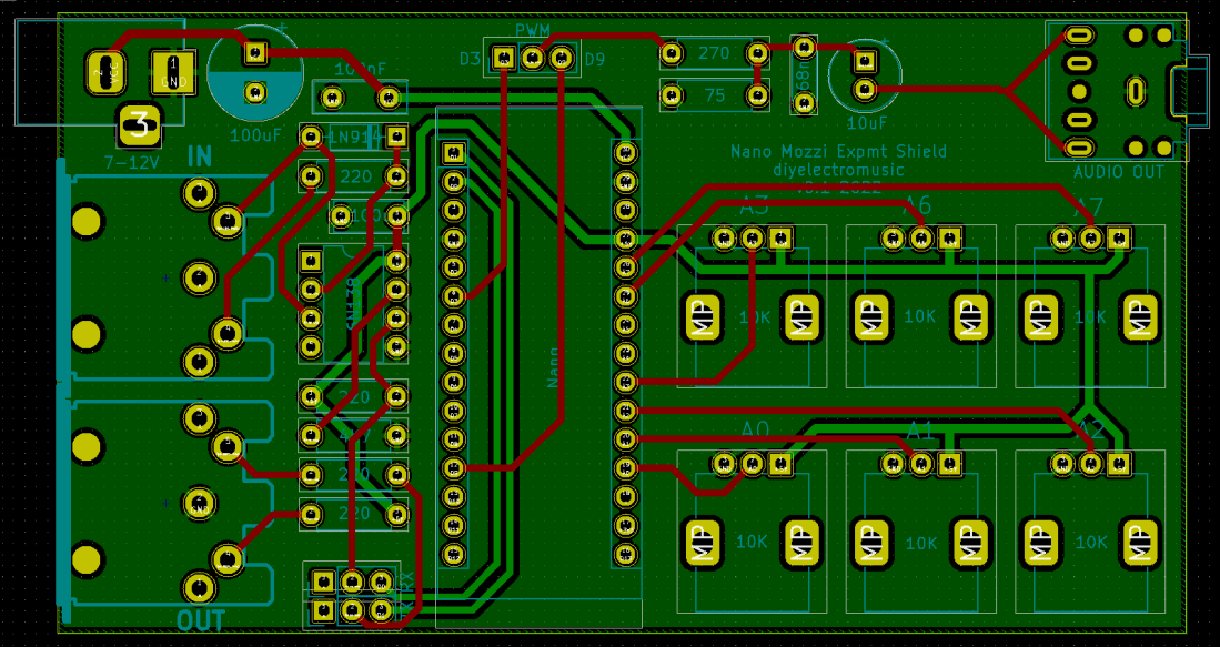 Arduino Nano Mozzi Experimenter Shield PCB – Simple DIY Electronic ...