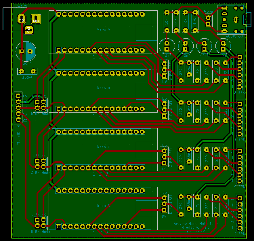 Arduino Nano Multi-tone or PWM PCB – Simple DIY Electronic Music Projects