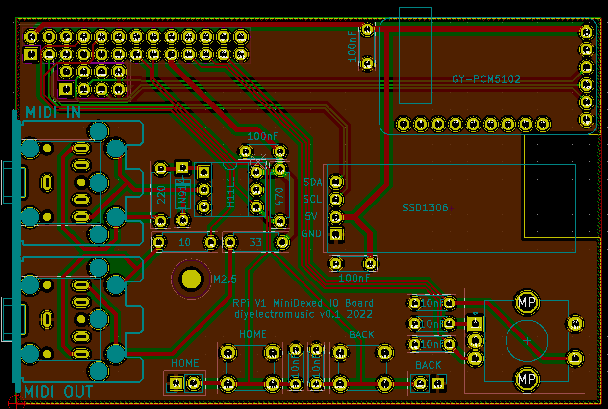 MiniDexed Raspberry Pi V1 IO Board – Simple DIY Electronic Music Projects