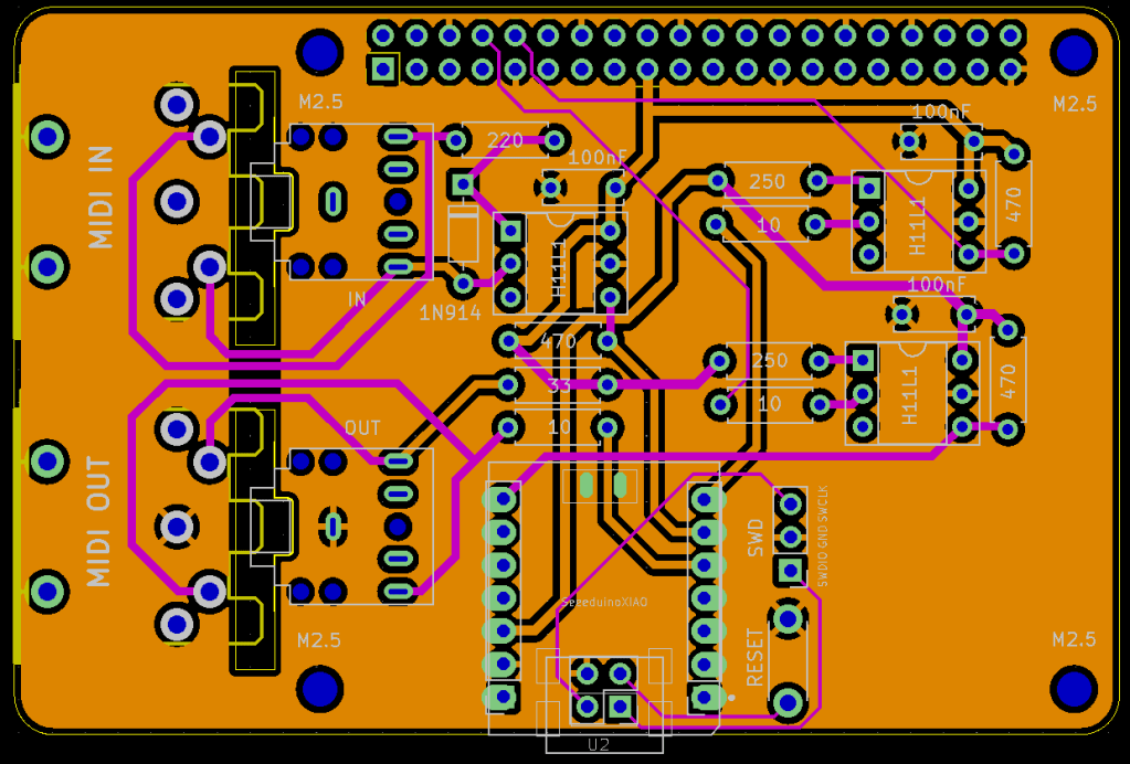 XIAO Pi USB MIDI Device PCB – Simple DIY Electronic Music Projects