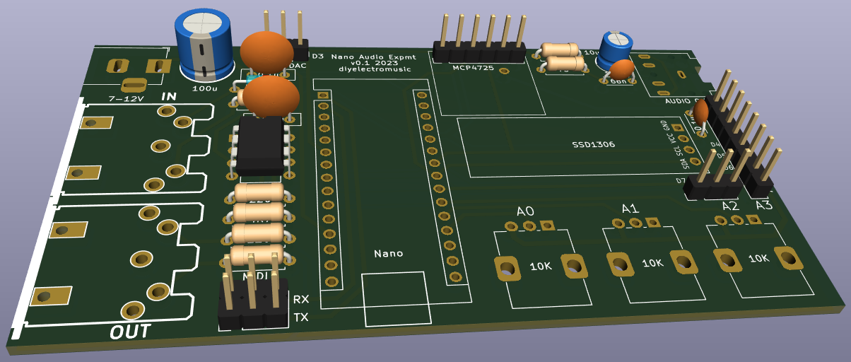 Nano Audio Experimenter Sheild PCB – Simple DIY Electronic Music Projects