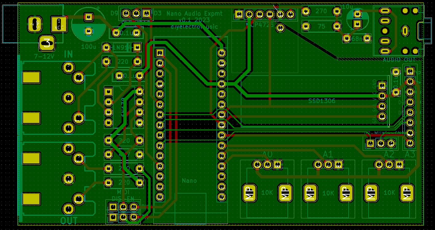 Nano Audio Experimenter Sheild PCB – Simple DIY Electronic Music Projects