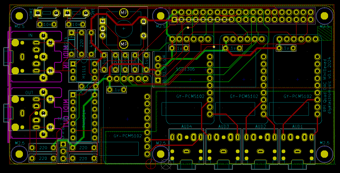 MiniDexed Quad DAC PCB Design – Simple DIY Electronic Music Projects