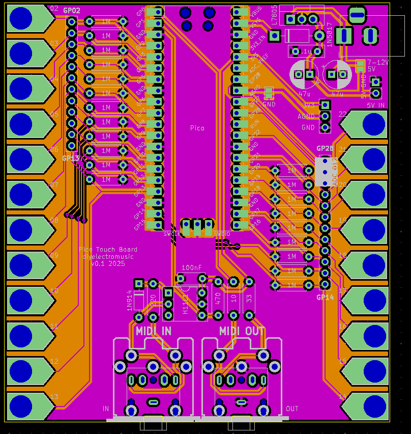 Pico Touch Board PCB Design – Simple DIY Electronic Music Projects