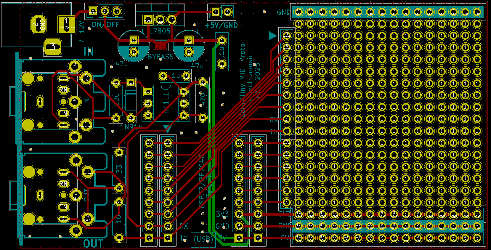 Waveshare Zero MIDI Proto PCB Design – Simple DIY Electronic Music Projects