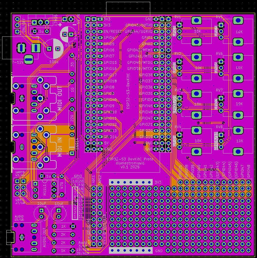ESP32 S3 DevKit Experimenter PCB Design – Simple DIY Electronic Music Projects